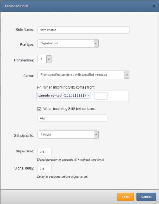 Digital input and output controlled via SMS